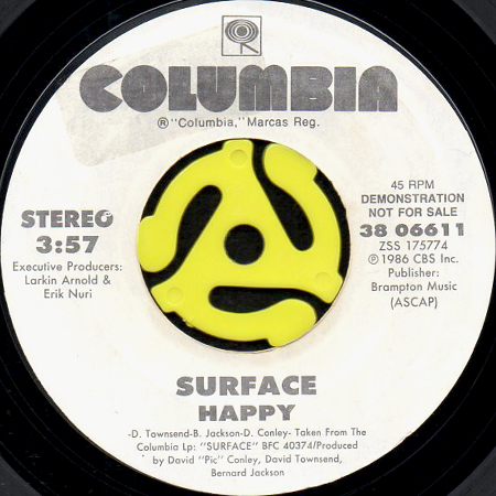 SURFACE / HAPPY (45's) (WHITE PROMO) - Breakwell Records