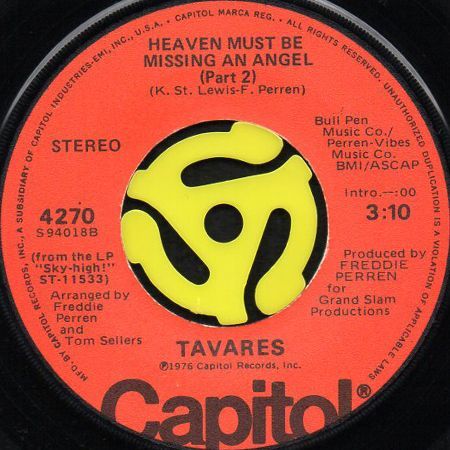 TAVARES / HEAVEN MUST BE MISSING AN ANGEL (45's) - Breakwell Records